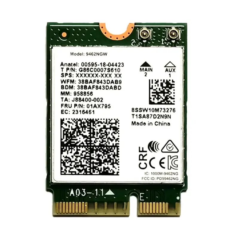 Wireless-AC Dual Band Wifi Card Adapter for Intel 9462NGW CNVI NGFF M.2 ...