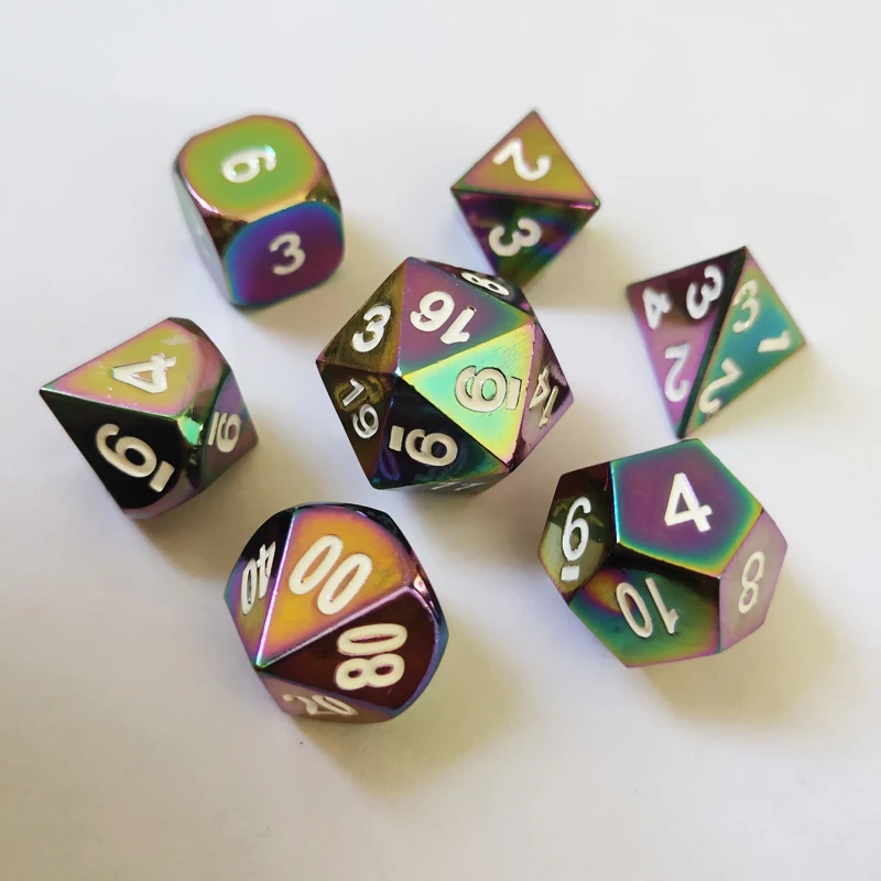 Tecunite 7 Die Metal Polyhedral Dice Set Dnd Role Playing Game Dice Set ...