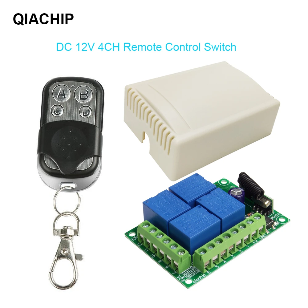 Qiachip 433mhz Universal Wireless Remote Control Switch Dc12v 4ch Relay ...