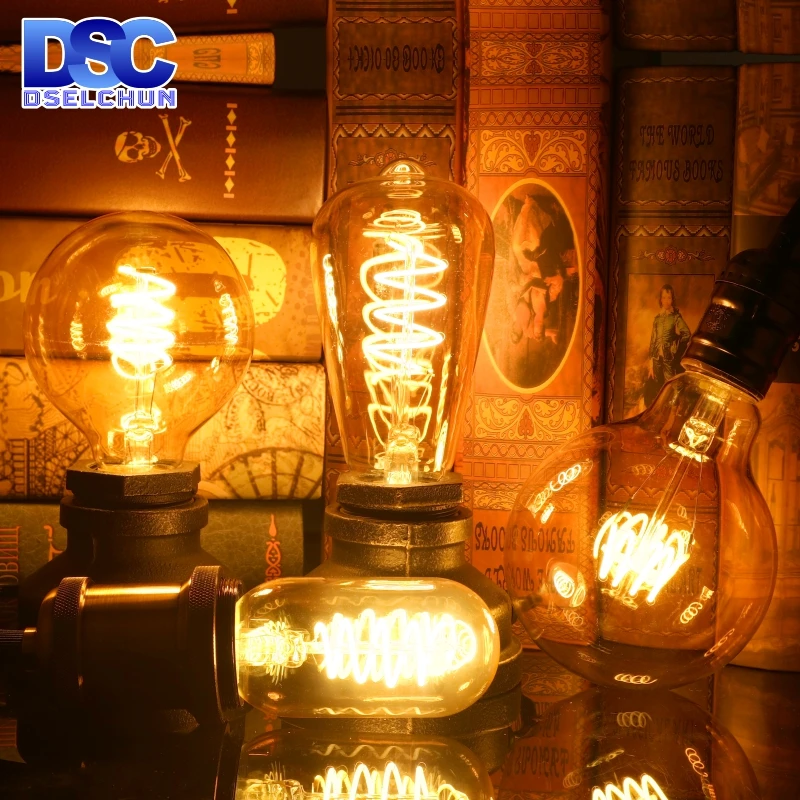 2.38US $ 30% OFF|E14 E27 Retro LED Spiral Filament Light Bulb 4W 2200K ...