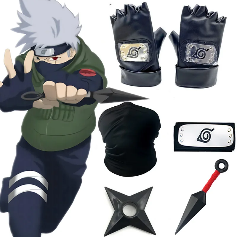 5pcs-SET-Naruto-Kakashi-Anime-Cosplay-Accessories-Gloves-Kunai-Headband ...