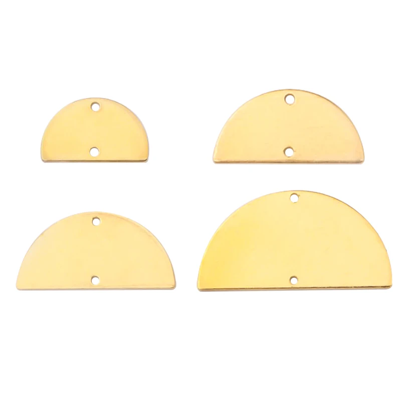 20pcs Raw Brass Semicircle Connectors Half Round With 2 Holes Pendant ...
