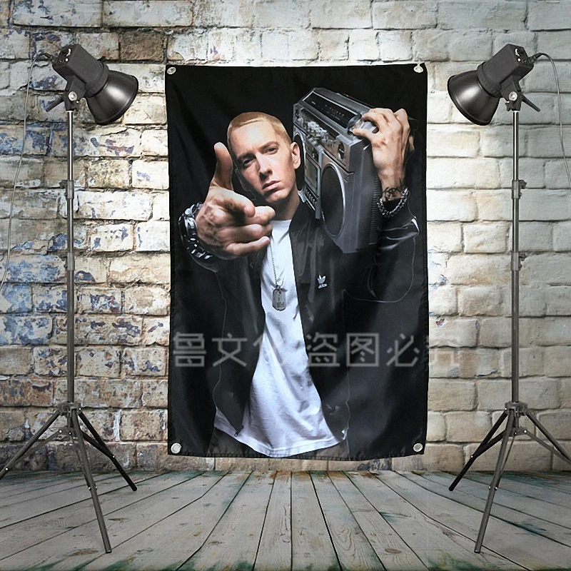 "Eminem" HD Music Poster Tapestry Pop Band Banner Four Holes Flag Mural ...