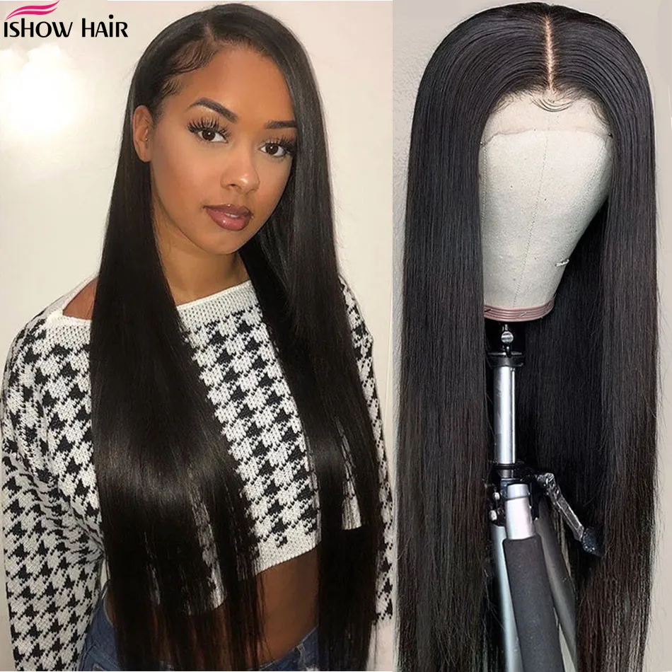 Ishow Hair Straight Lace Frontal Human Hair Wigs 150% Density Indian ...