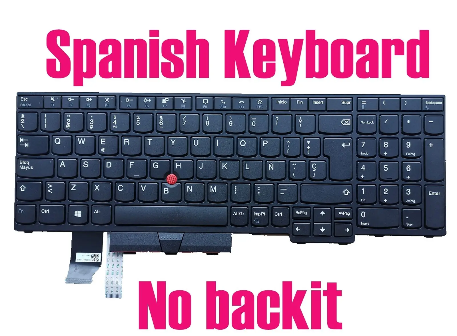 Spanish Keyboard for Lenovo ThinkPad L15 Gen 2 (Type 20X3,20X4)