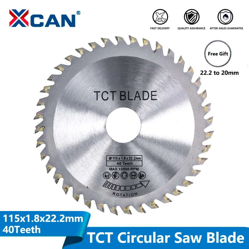 XCAN Diameter 115mm 40 Teeth TCT Circular Saw Blade Angle Grinder Saw ...