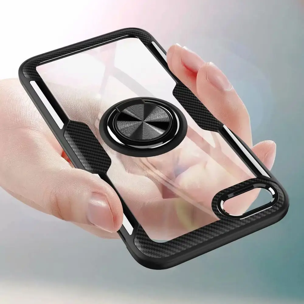 For Apple iphone SE 2020 Case With Ring Stand Magnet Transparent ...