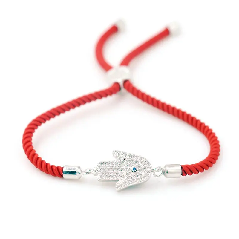 Pulsera con cristales de circonita para hombre y mujer, brazalete de mano de Fátima y Hamsa ...