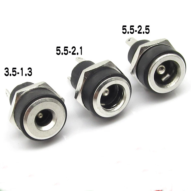 2/5/10pcs 5.5 X 2.1/5.5x2.5mm Dc Power Jack Socket Supply Female Panel ...