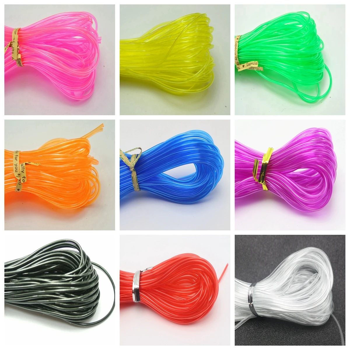 10 Meter Transparent 2mm Hollow Rubber Tubing Jewelry Cord Cover Memory ...