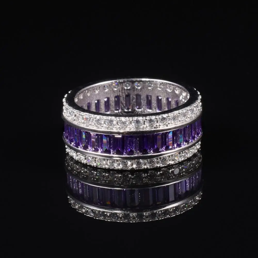Purple Diamond Wedding Band