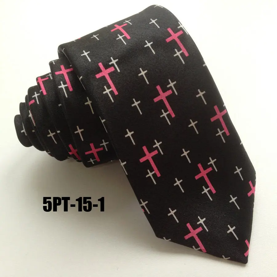 5cm Men Skinny Necktie Priest Pastor Ties for Church Jesus God Bless ...