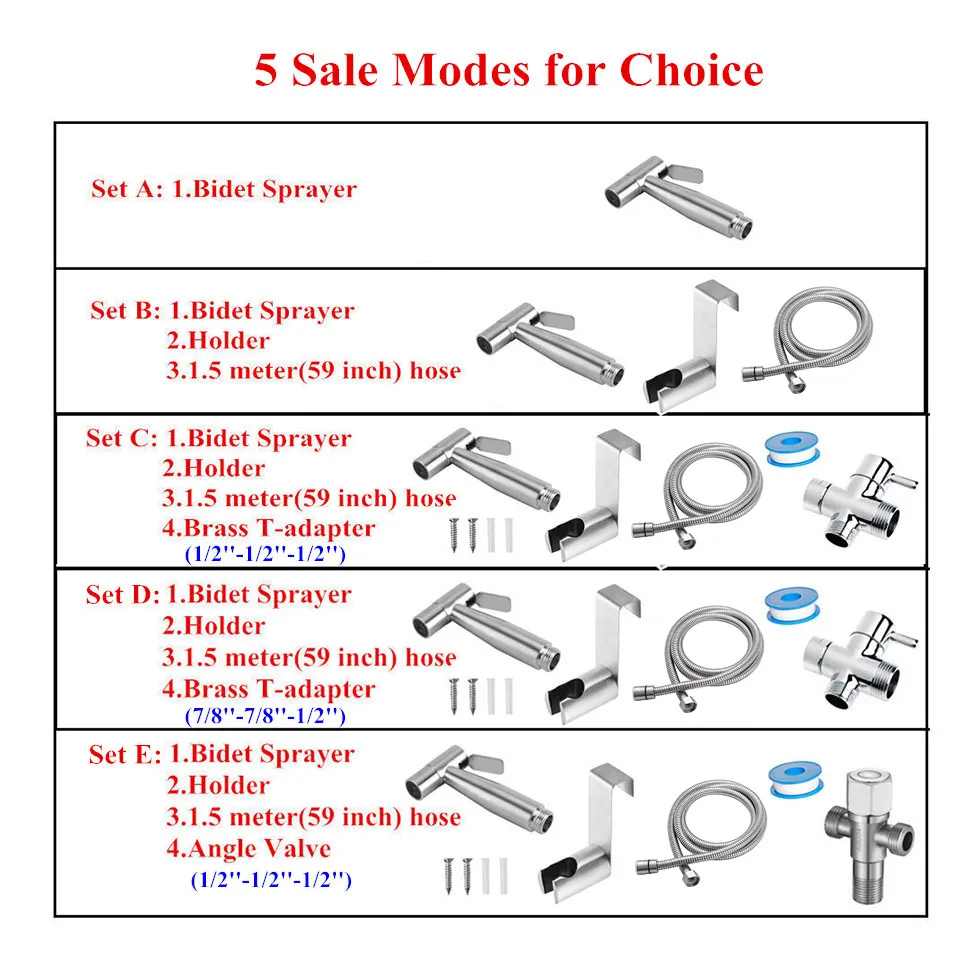 Handheld Bidet Sprayer Set Shattaf Tool Portable Abs Personal Hygiene ...