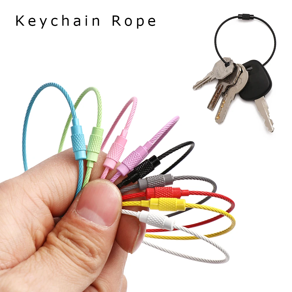 10Pcs 1.5*150mm Stainless Steel Keychain Rope EDC Keyring Cable Wire ...