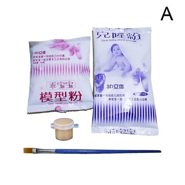Baby 3d Hand +foot Print Mold Powder +gypsum+brush Plaster Casting Kit ...