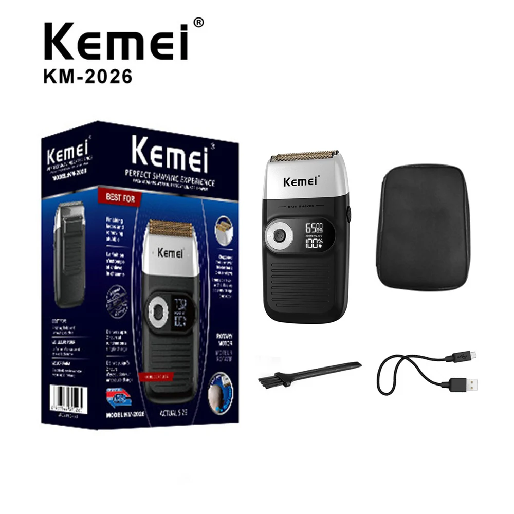 Kemei KM 2026 aparador de barbear elétrico sem fio masculino recarregável barbeador alternativo ...