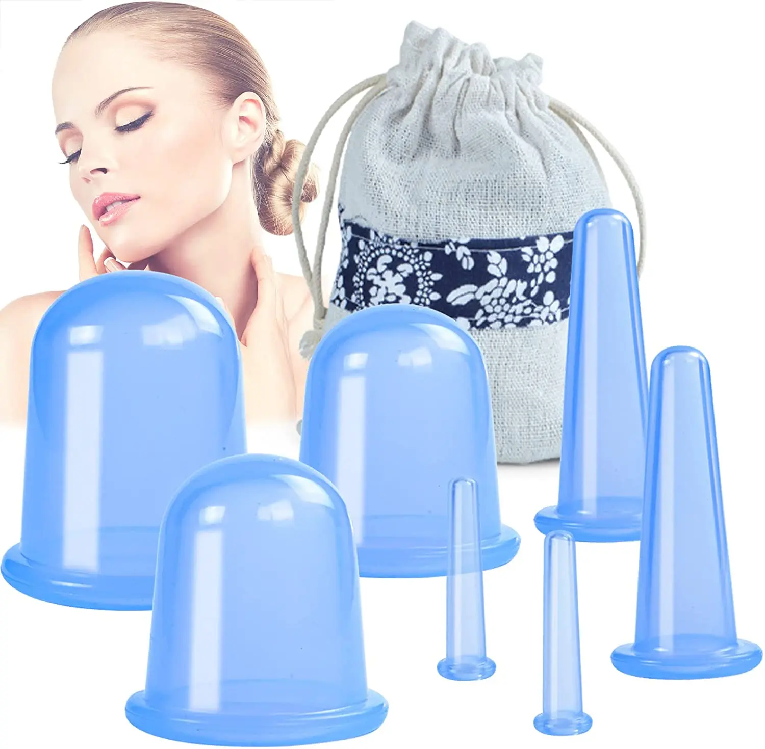 Juego de ventosas de silicona anticelulitis para masaje Facial ...