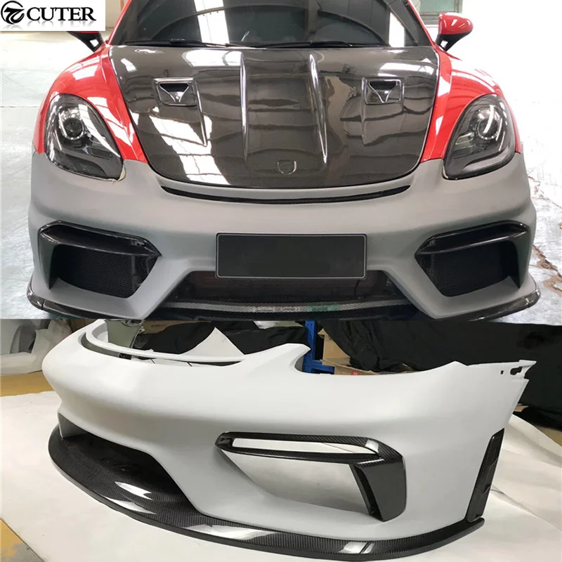 718 Gt4 Style Carbon Fiber Frp Front Bumper Car Body Kit for Porsche ...
