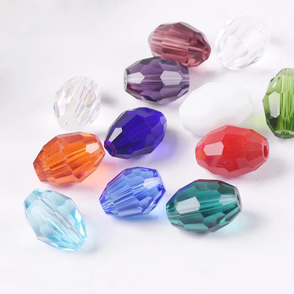 8x6mm 10x8mm Oval Shape Faceted Crystal Glass Loose Spacer Beads ...