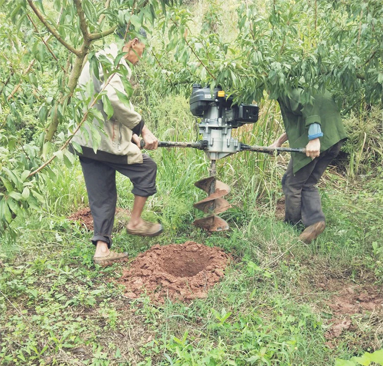 High-power 4-stroke digging machine excavator drill tree planting pole ...