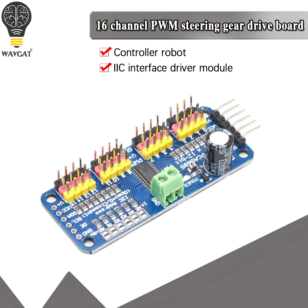 Interfaz PCA9685 de 16 canales y 12 bits PWM/servocontrolador I2C para Arduino Raspberry Pi ...
