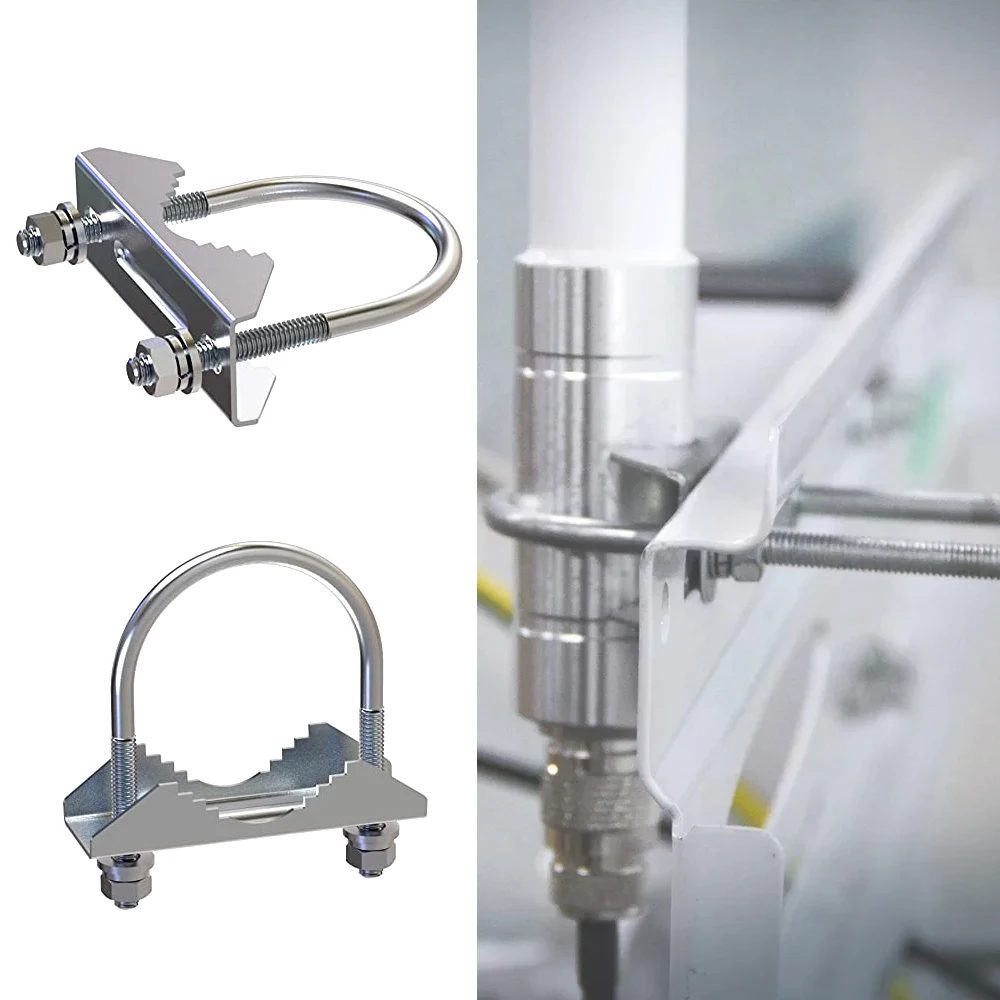 2-Pcs-Antenna-Mast-Clamp-Bracket-Stainless-Steel-Antenna-Mount-Clamp-U ...