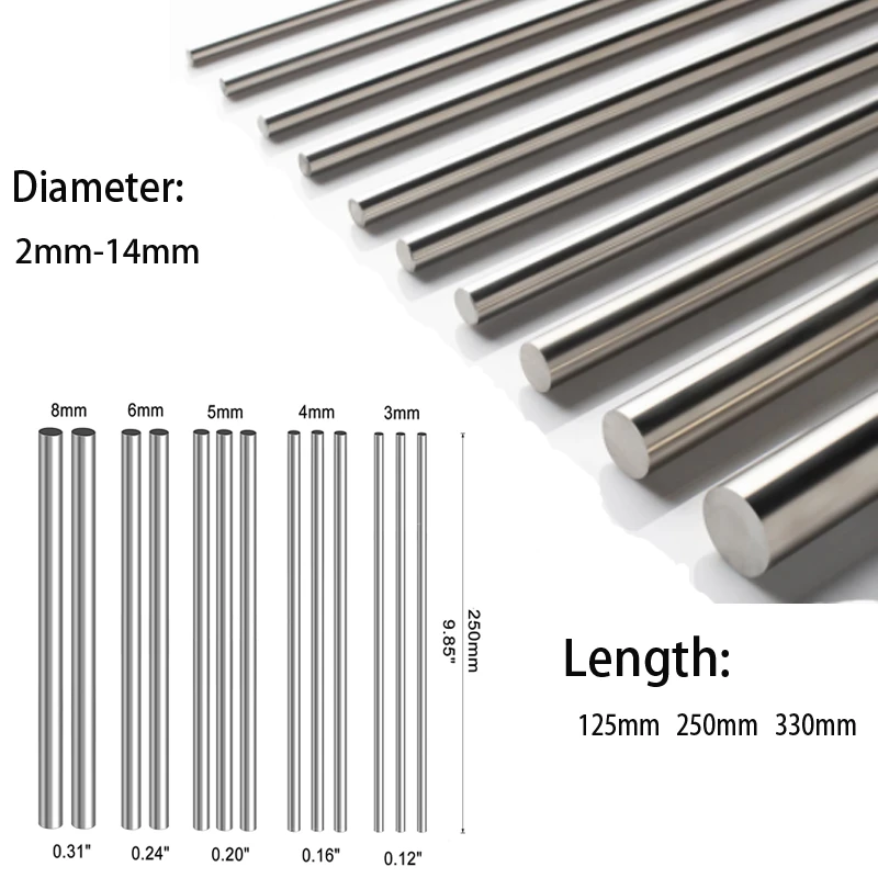 1/5Pc Stainles Steel Solid Round Rod Lathe Bar Stock Assorted for DIY ...