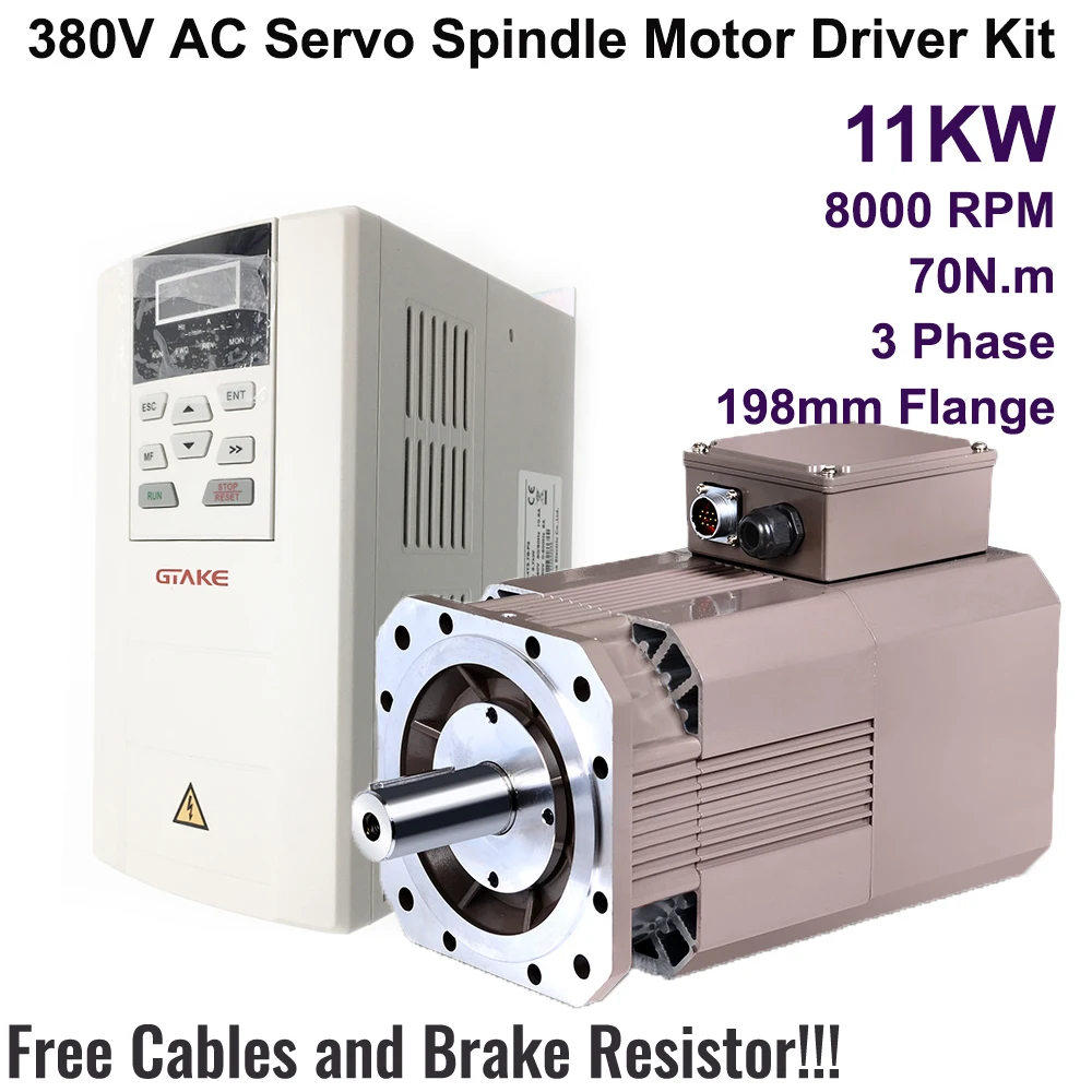 High Speed 8000rpm 11kw 380V 70Nm 10000Oz in AC Servo Spindle Motor ...