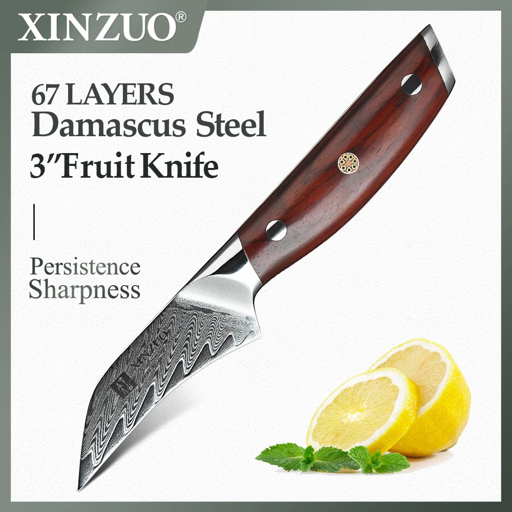 XINZUO 3" inch Peeling Knife High Carbon Stainless Steel Damascus Chef ...