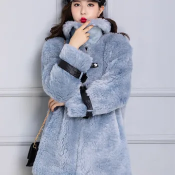 Feminino casaco de pele real kroean sheep shearing jacket 2021 inverno jaqueta feminina real lã ...