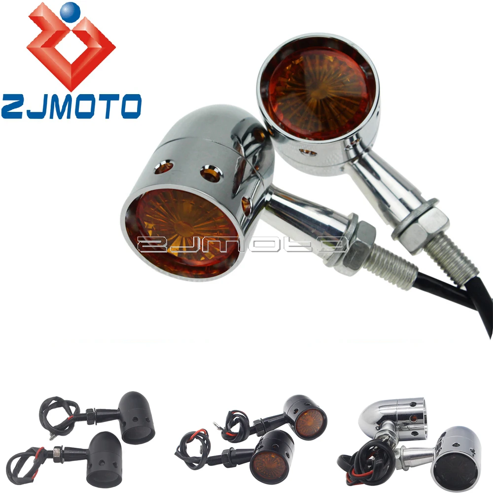 Motorcycle Vintage Amber Turn Signal Indicator Light Blinker Lamp 10mm ...