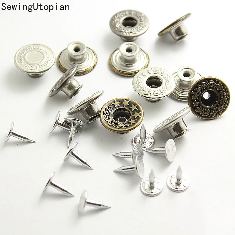 20PCS Snap Fastener Metal Pants Buttons for Clothing Jeans Adjust ...