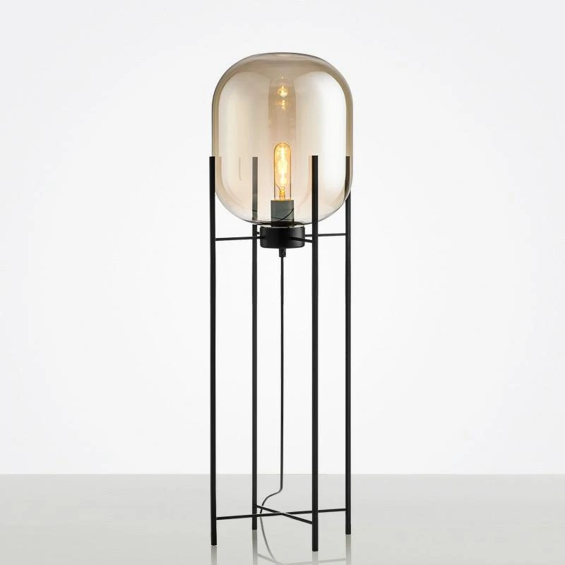 Amber Glazen Vloer Lamp Vier Statief Lamp Postmoderne Slaapkamer Rook ...