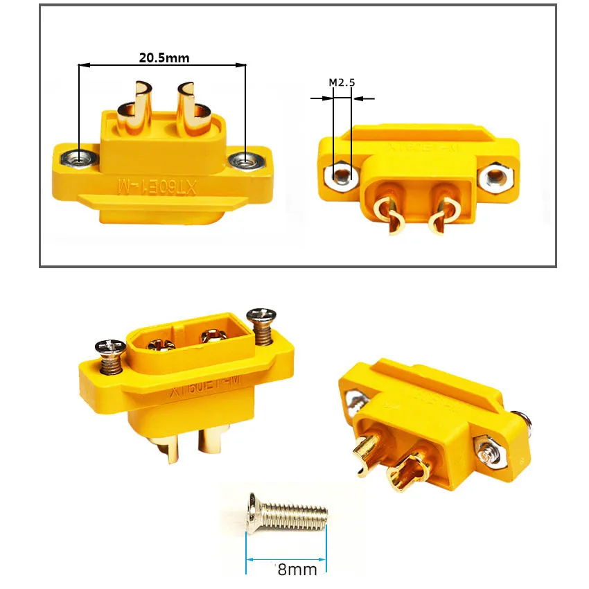 1/3/5Pcs XT60E-M XT60E1-M Mountable Fixed XT60 Male Connector Plug for ...