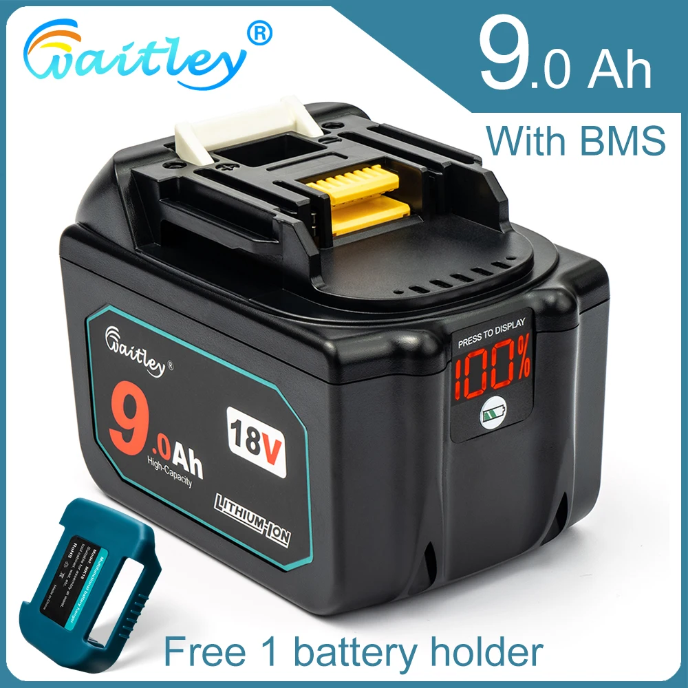 Waitley WTL1890 18V 9Ah Lithium ion Rechargeable Battery for Makita 18V ...