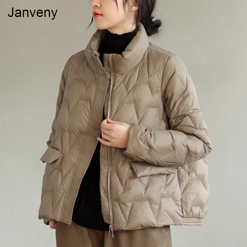 Janveny-Ultra-Light-Down-Jacket-Women-Winter-Stand-Collar-Feather ...
