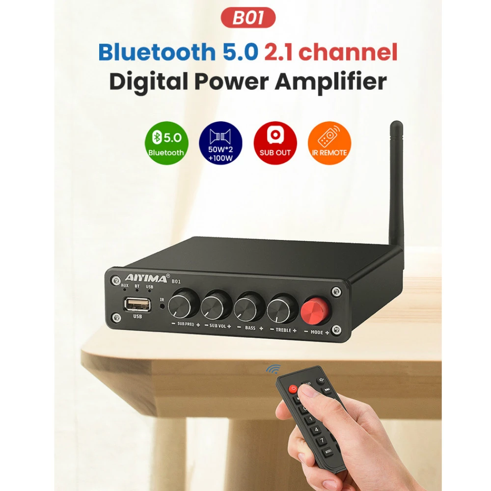 Tpa3116 2.1 Bluetooth Amplifier | Aiyima Tpa3116 Audio Amplifier - B01 ...