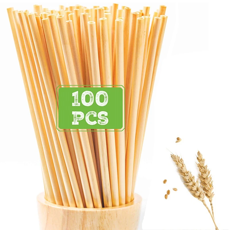 100pcs 20cm Disposable Wheat Straw Eco Friendly Natural Wheat Drinking ...