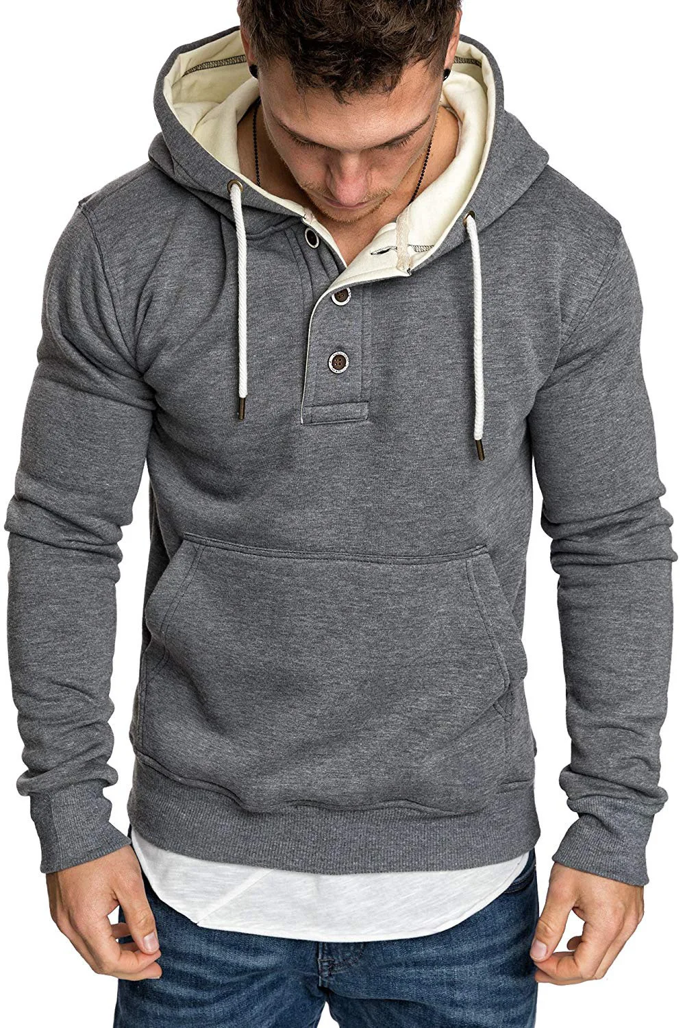 Sudadera-con-capucha-para-Hombre-su-ter-con-bolsillos-y-botones-ropa-de ...