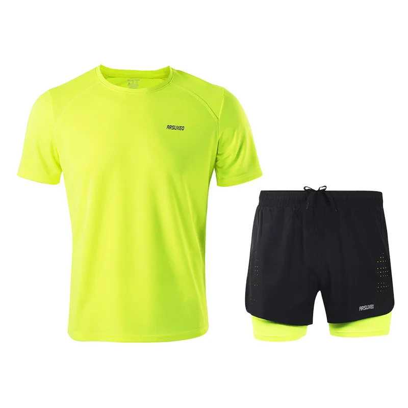 ARSUXEO Conjunto de ropa para correr para hombre, traje de manga corta ...