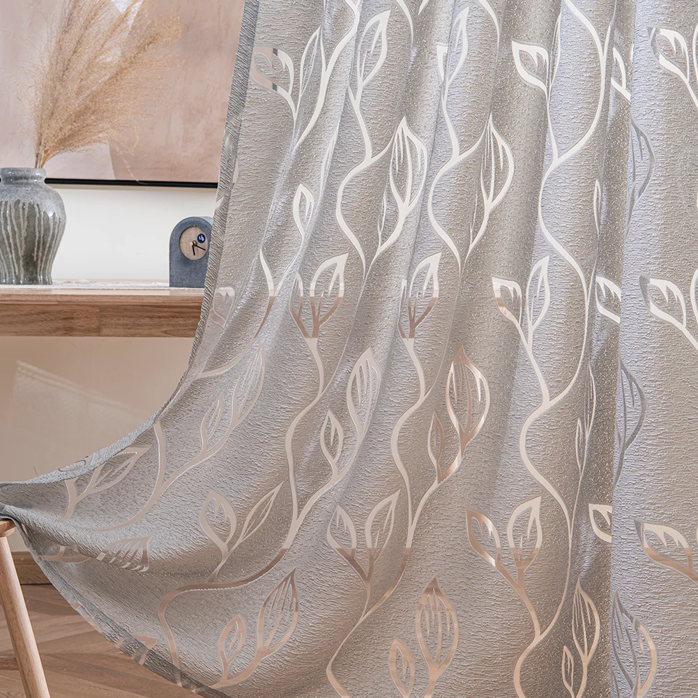 Rideau gris, court ou long, à motif Jacquard • Moment Cocooning
