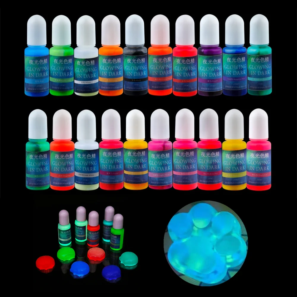 20-Colors-10ml-Fluorescent-Pigment-Luminous-Paint-Resin-Dye-UV-Resin ...