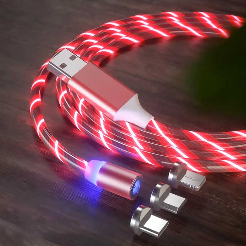 Magnetic Charging Mobile Phone Cable Flow Luminous Lighting Cord ...