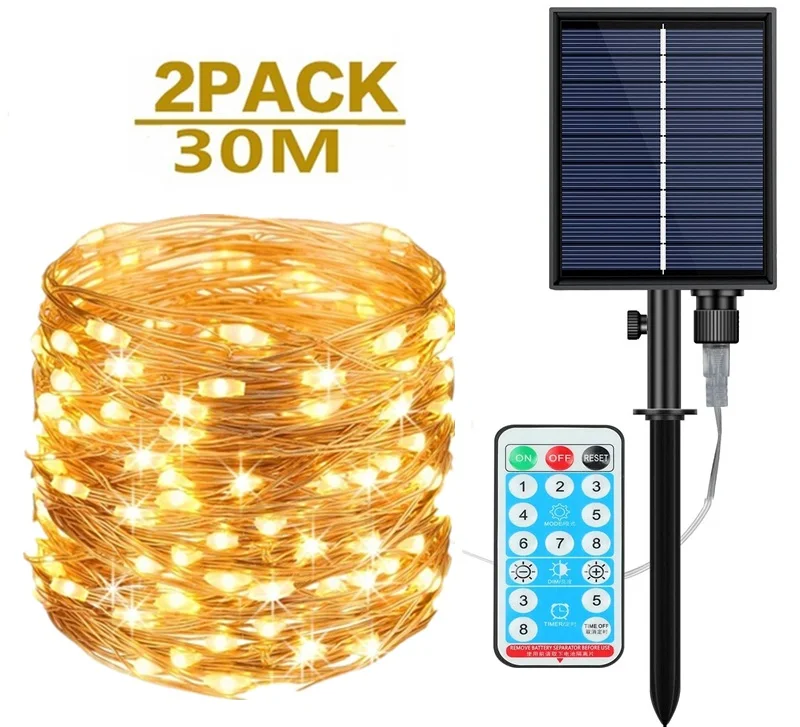 Solar String Lights Outdoor 8 Modes Waterproof Solar Fairy Lights with ...