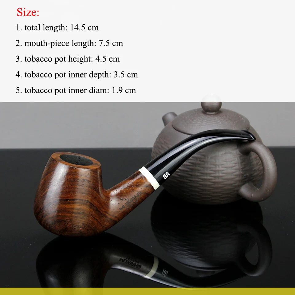 CENDRIER,MX-021--Pipe à fumée en bois'ébène avec filtre de 9mm, qualité ...