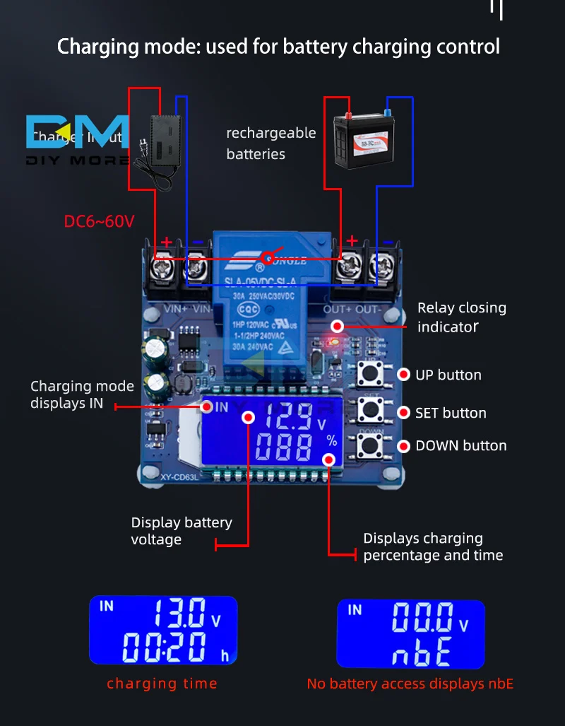 30A 배터리 충전 릴레이 제어 모듈 (30A Battery Charging Control Module -XY-CD63L)