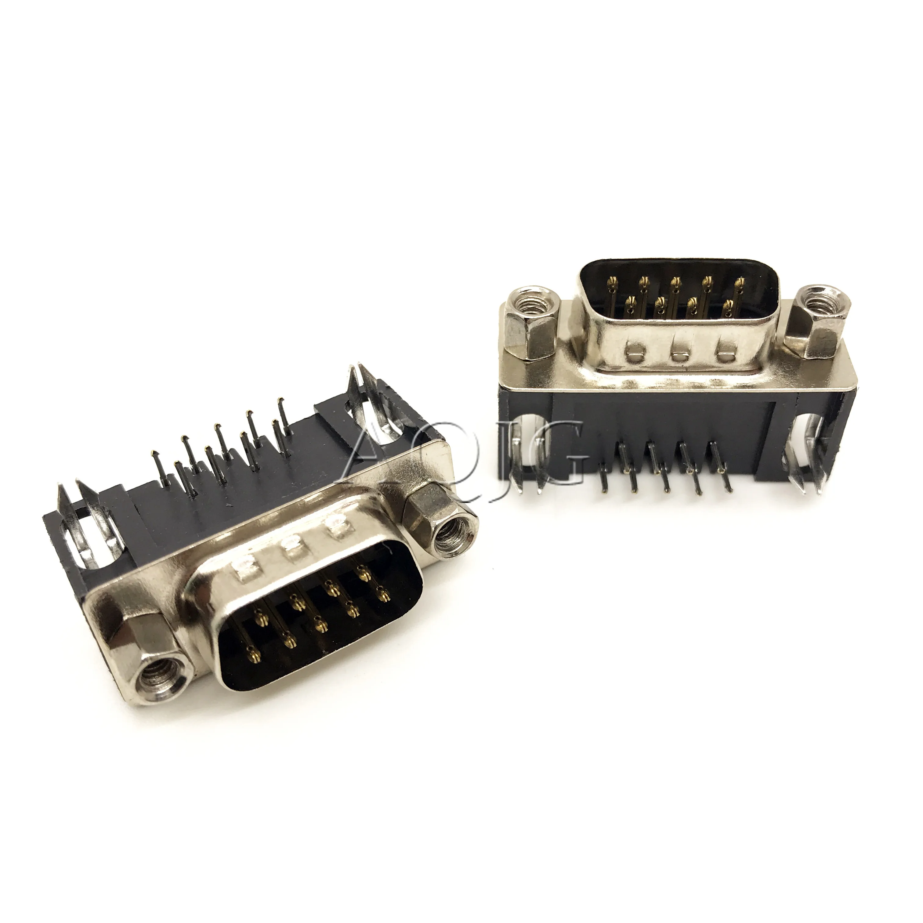 Conector PCB DB9 hembra macho, conector RS232 de 9 pines, aguja doblada de 90 grados, DR9, 100 ...