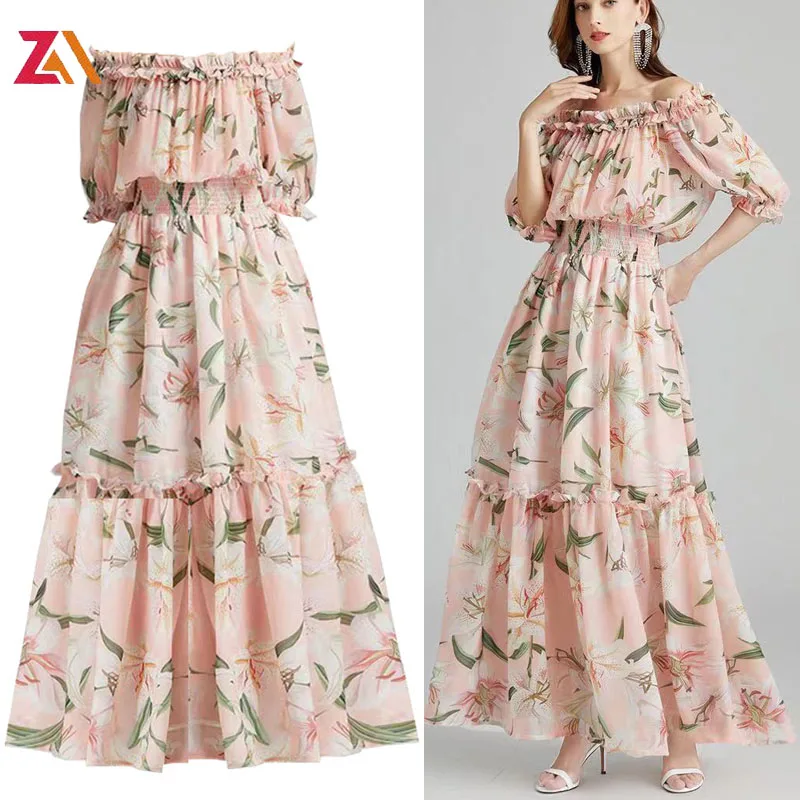 ZALady-Designer-Runway-Beach-Boho-Maxi-Dress-Women-Summer-Ruffles ...