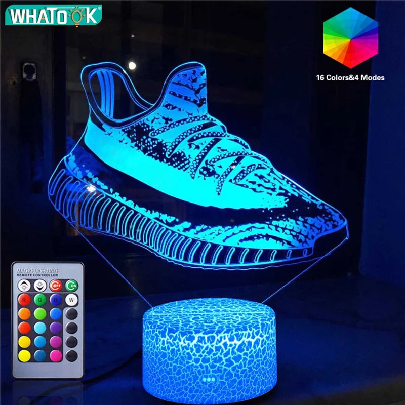 3D Sport Series Night Light LED Table Lamp Remote Sneakers Football ...