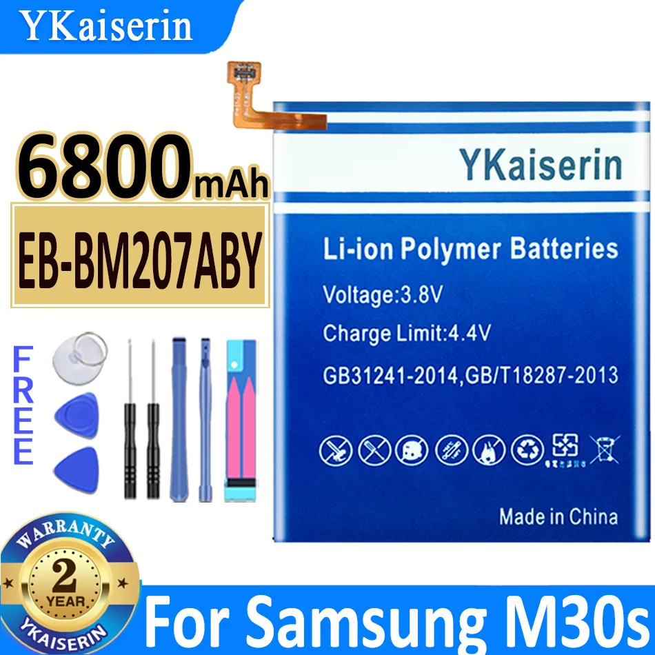 6800mAh YKaiserin Battery EB BM207ABY For SAMSUNG Galaxy M30s SM M3070 ...